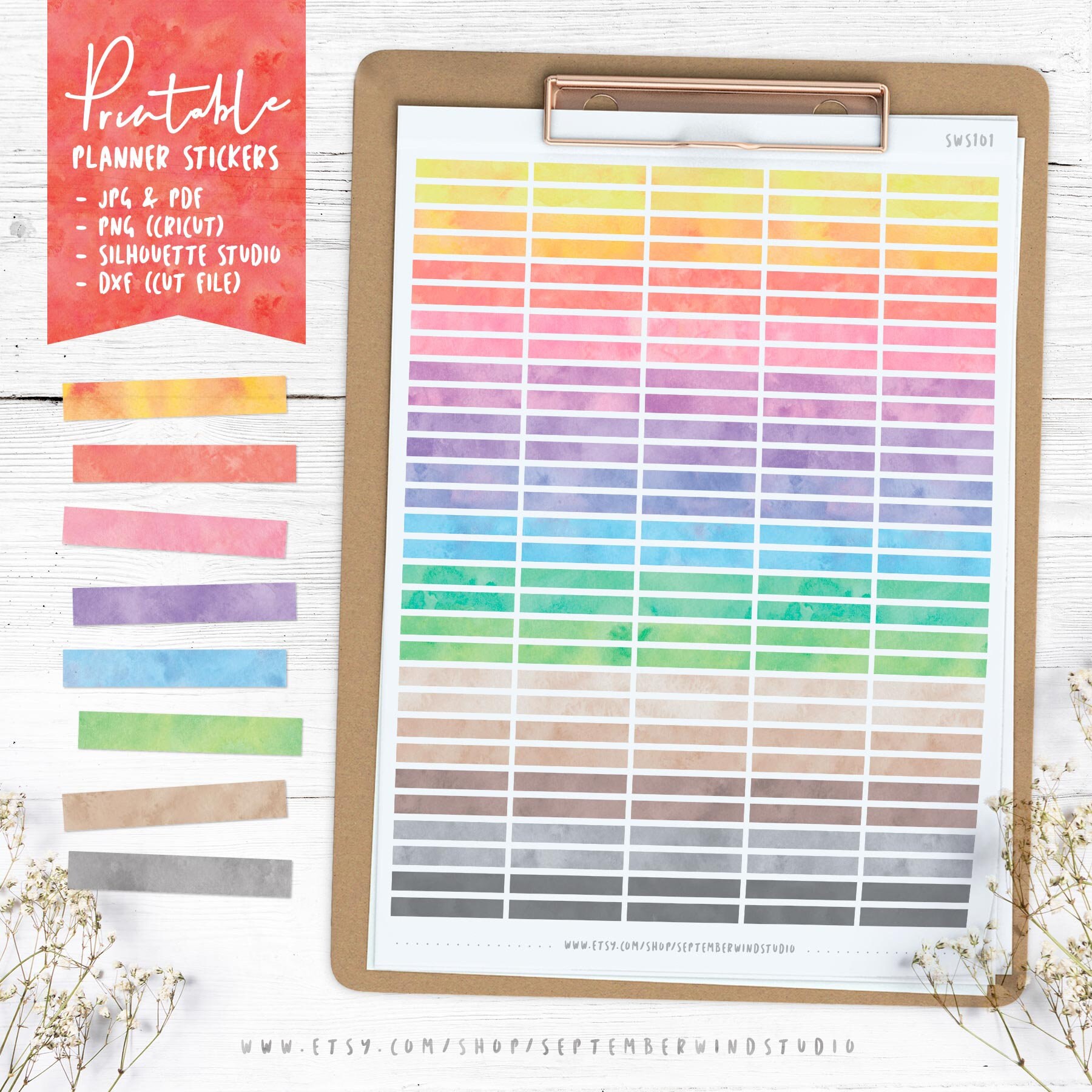 Blank Headers Printable Planner Stickers Watercolor Header - Etsy