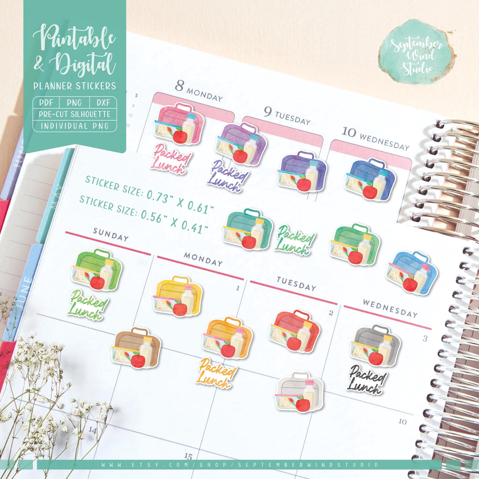 Packed Lunch Planner Stickers, Printable & Digital (PDF, PNG) - Etsy