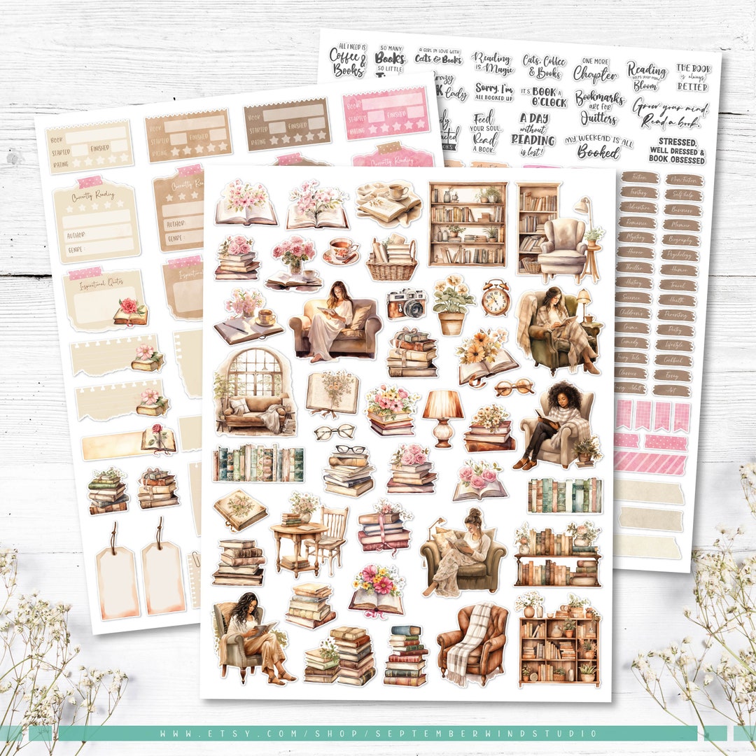 Book Lover Planner Stickers: Printable & Digital (PDF, Cricut ...