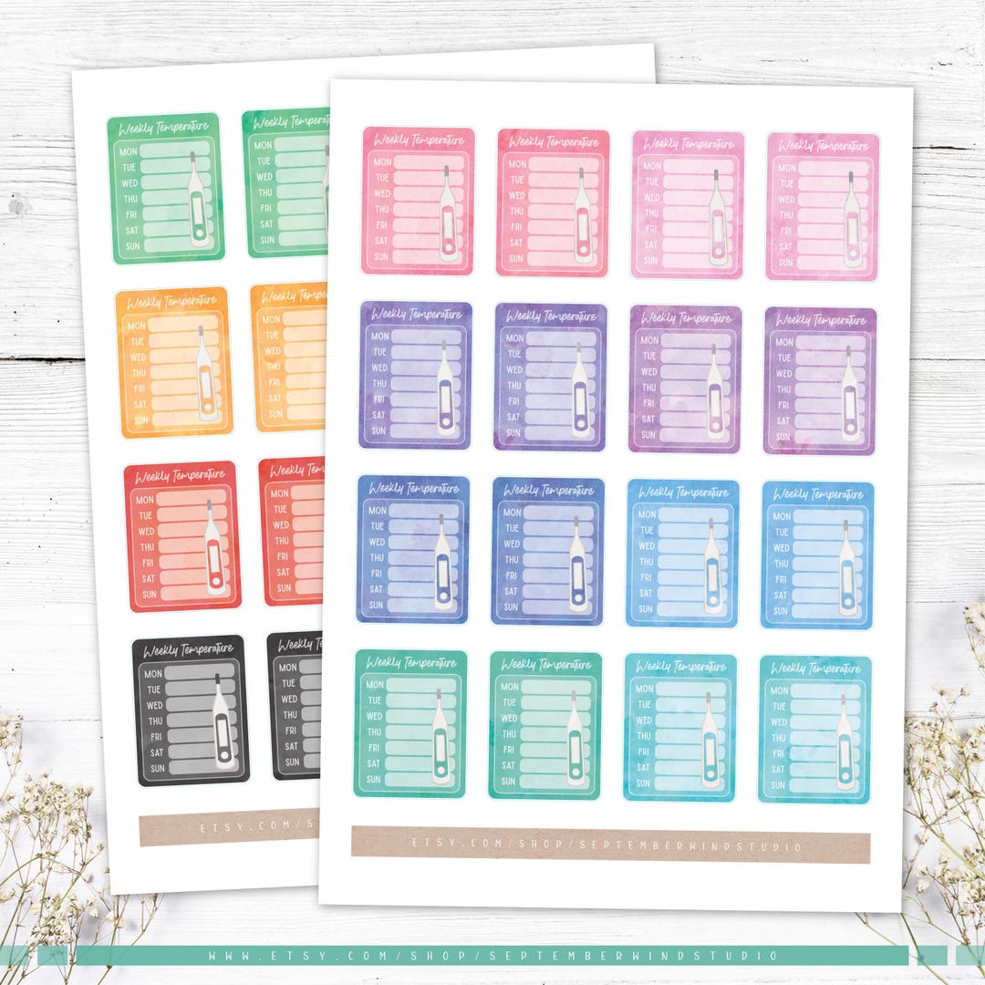 Weekly Temperature Printable Planner Stickers, Weekly Temperature ...