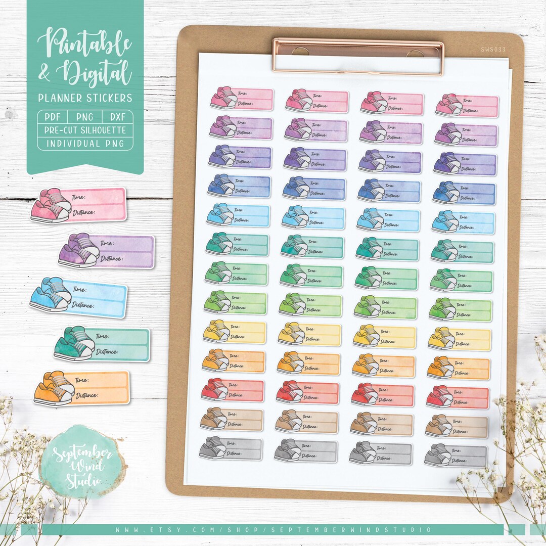 Running Tracker Printable Planner Stickers, Running Tracker Digital ...