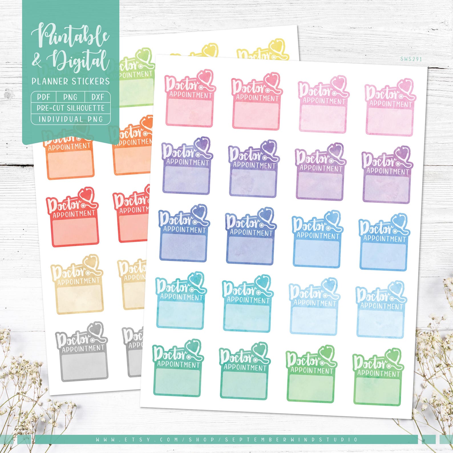 Doctor Appointment Planner Stickers: Printable & Digital (PDF, Cricut ...