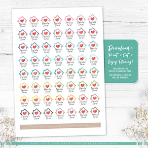 Family Time Printable Planner Stickers, Family Time Digital Stickers ...