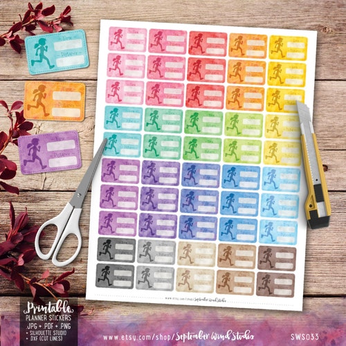 Running Tracker Printable Planner Stickers Watercolor Running - Etsy