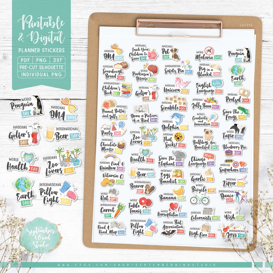 April Wacky Holidays Planner Stickers: Printable & Digital (PDF, Cricut ...