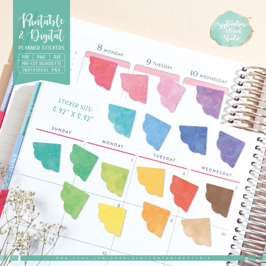 Functional Corners Printable & Digital Planner Stickers, Corner Labels ...