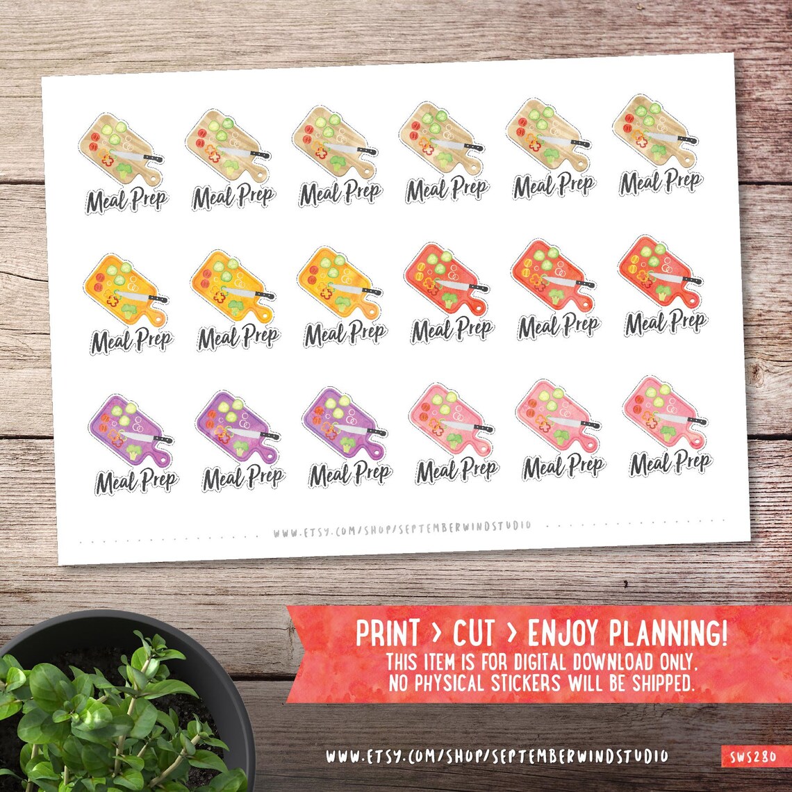 Meal Prep Printable Planner Stickers Cook Stickers | Etsy