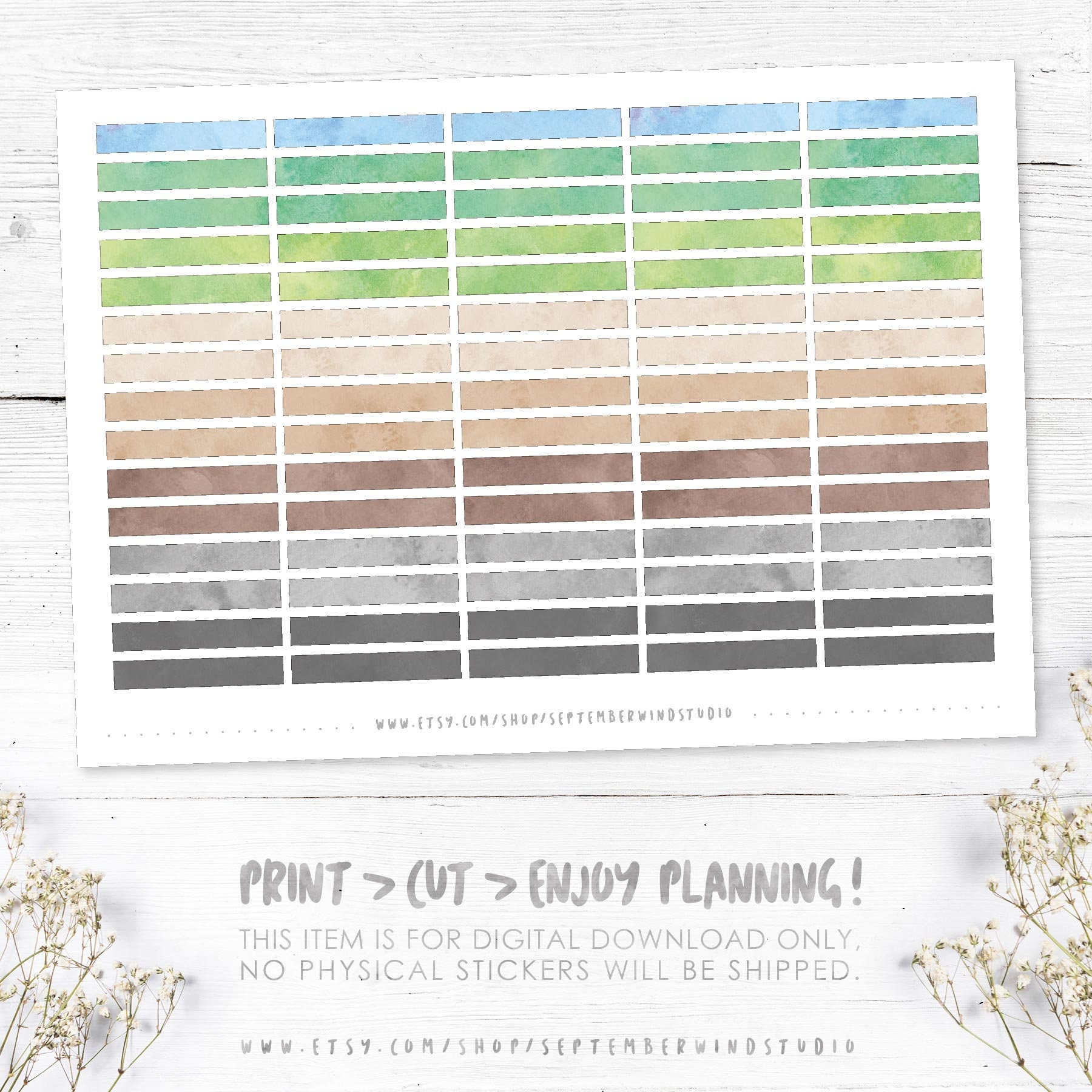 Blank Headers Printable Planner Stickers Watercolor Header - Etsy