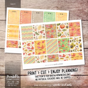 Fall Printable Planner Stickers, Fall Weekly Kit Printable Stickers ...
