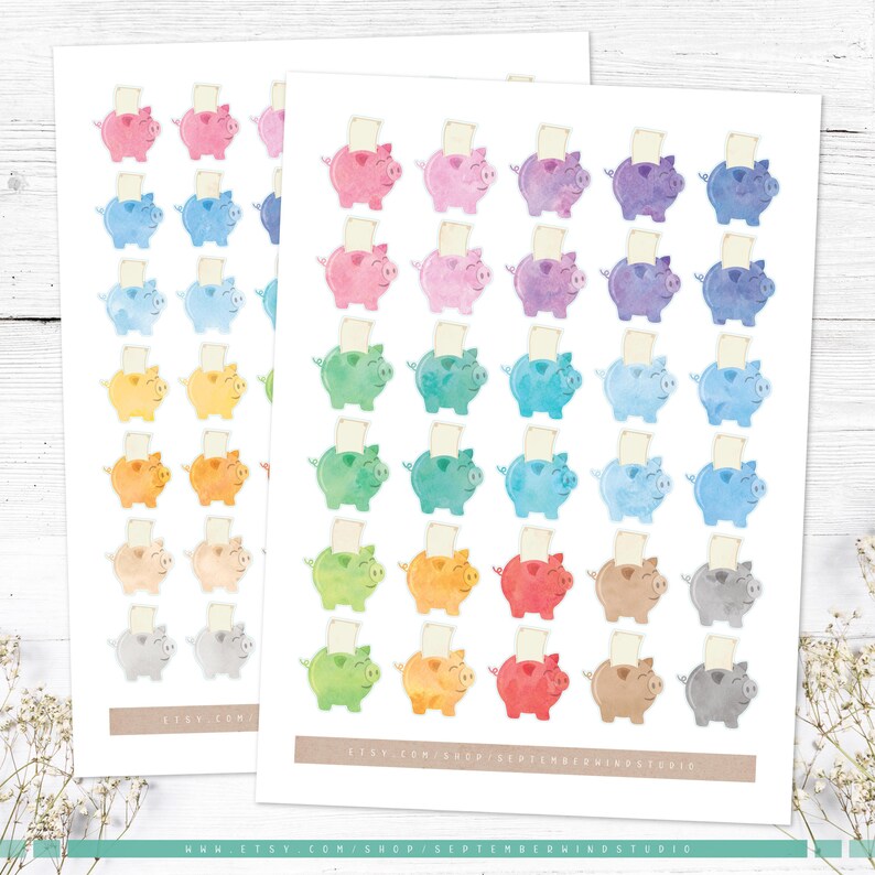 Piggy Bank Planner Stickers: Printable & Digital (PDF, Cricut ...