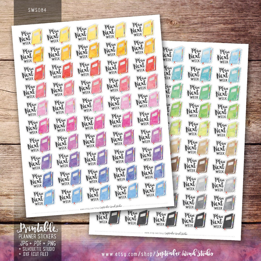 Plan Next Week Printable Planner Stickers, Planner Stickers, Watercolor ...
