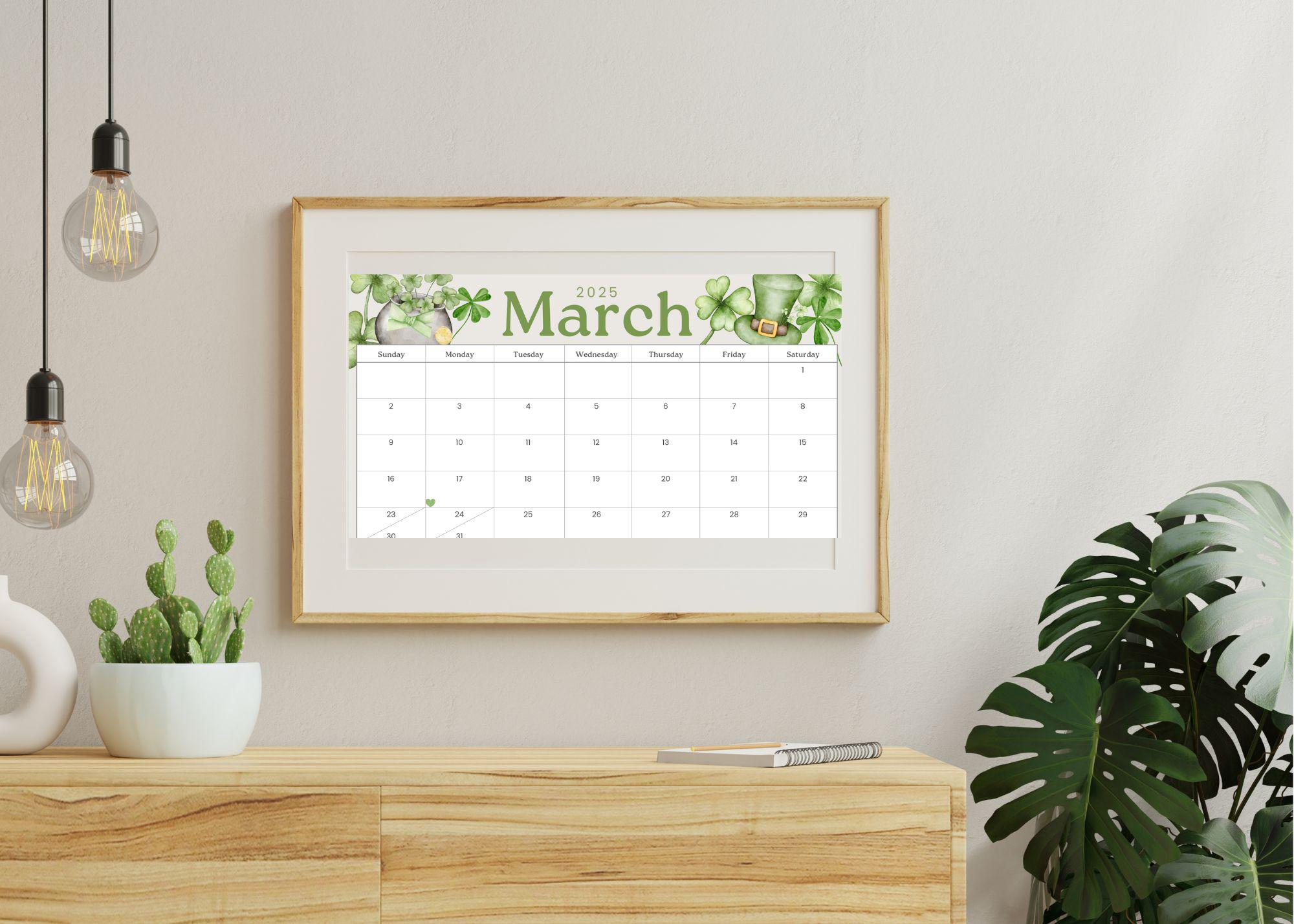 EDITABLE March 2025 Calendar, Instant Download, Printable, Canva Link ...
