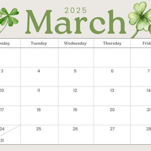 EDITABLE March 2025 Calendar, Instant Download, Printable, Canva Link ...