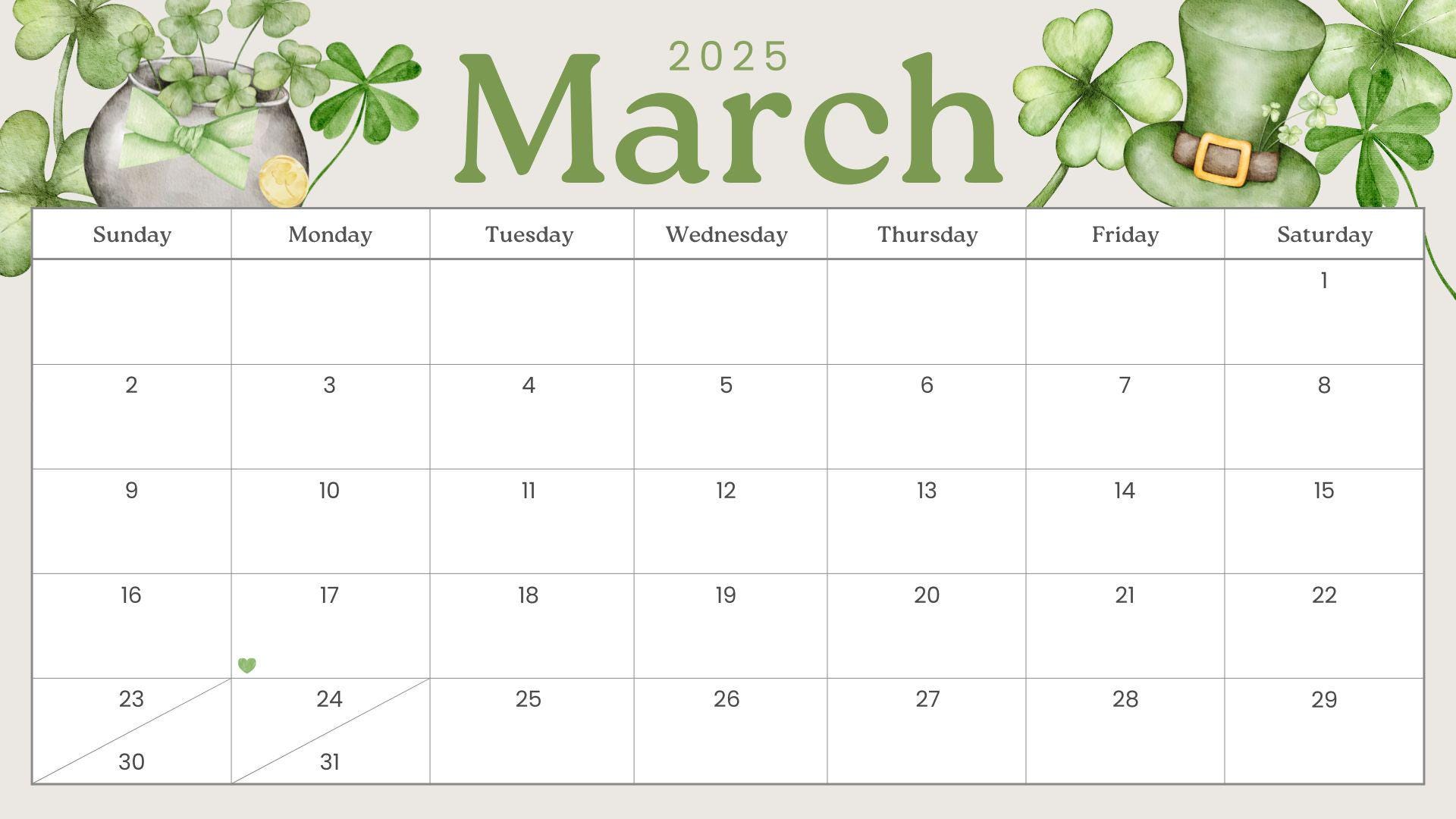 EDITABLE March 2025 Calendar, Instant Download, Printable, Canva Link ...