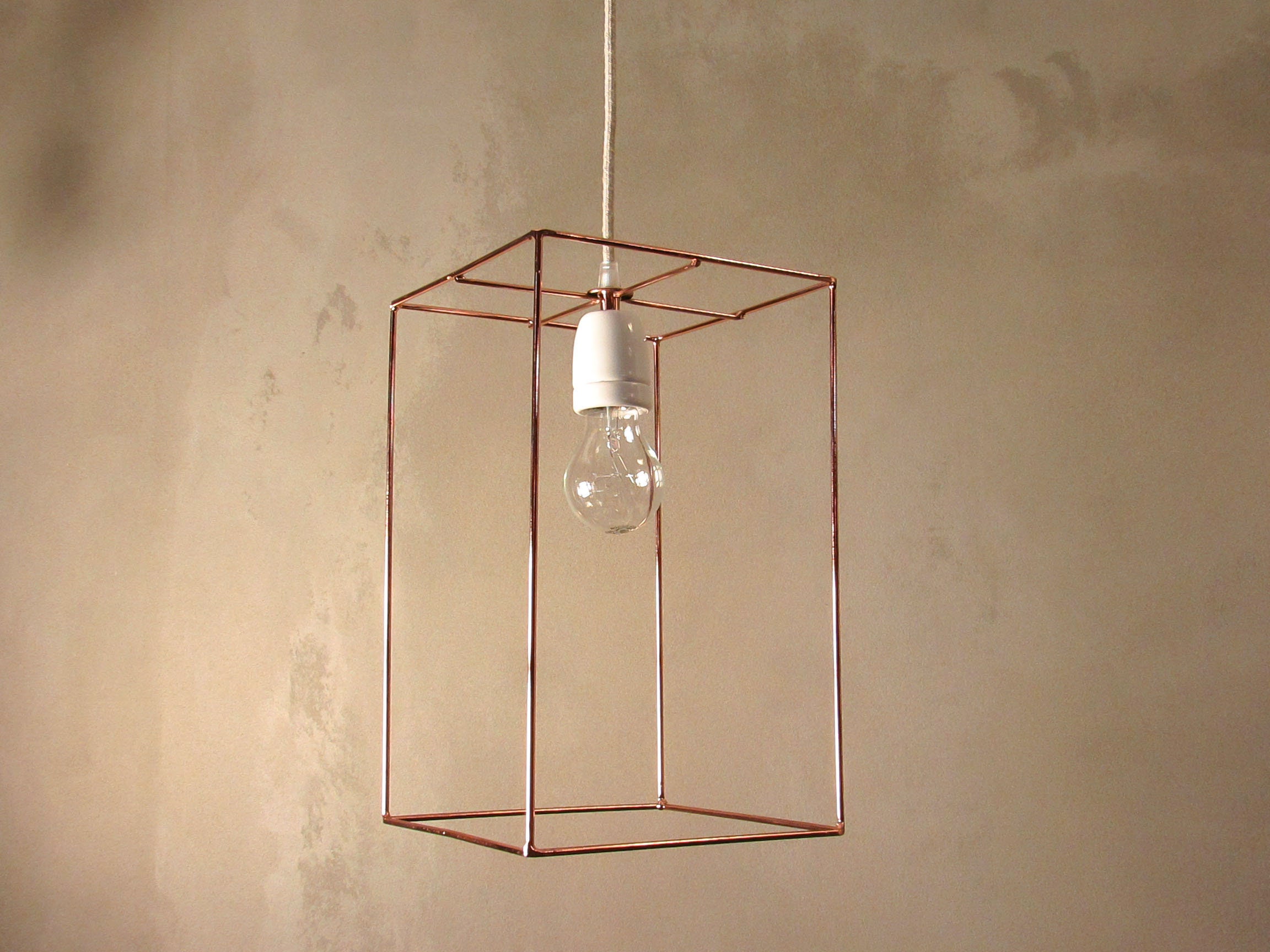Geometric Pendant Light Minimal Industrial Lamp Cubic Cage Ceiling ...