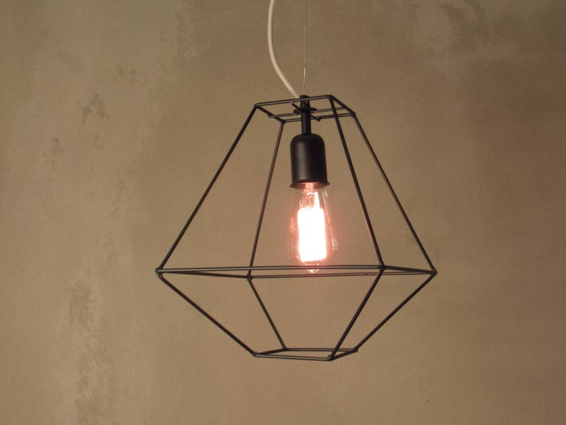 Geometric Pendant Light Minimal Industrial Lamp Polyhedron - Etsy