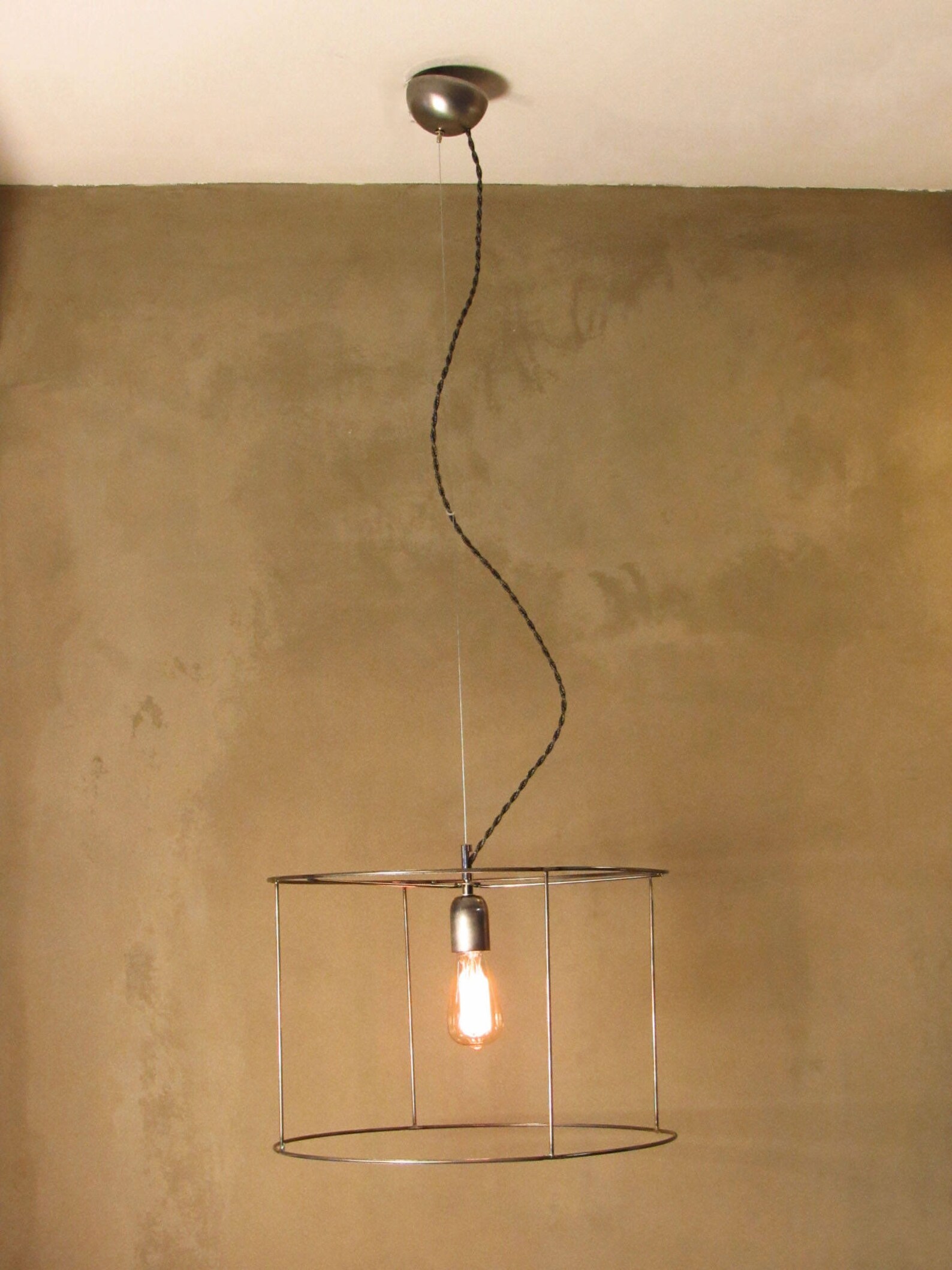 Minimal Raw Steel Cylindrical Cage Pendant Industrial Hanging - Etsy