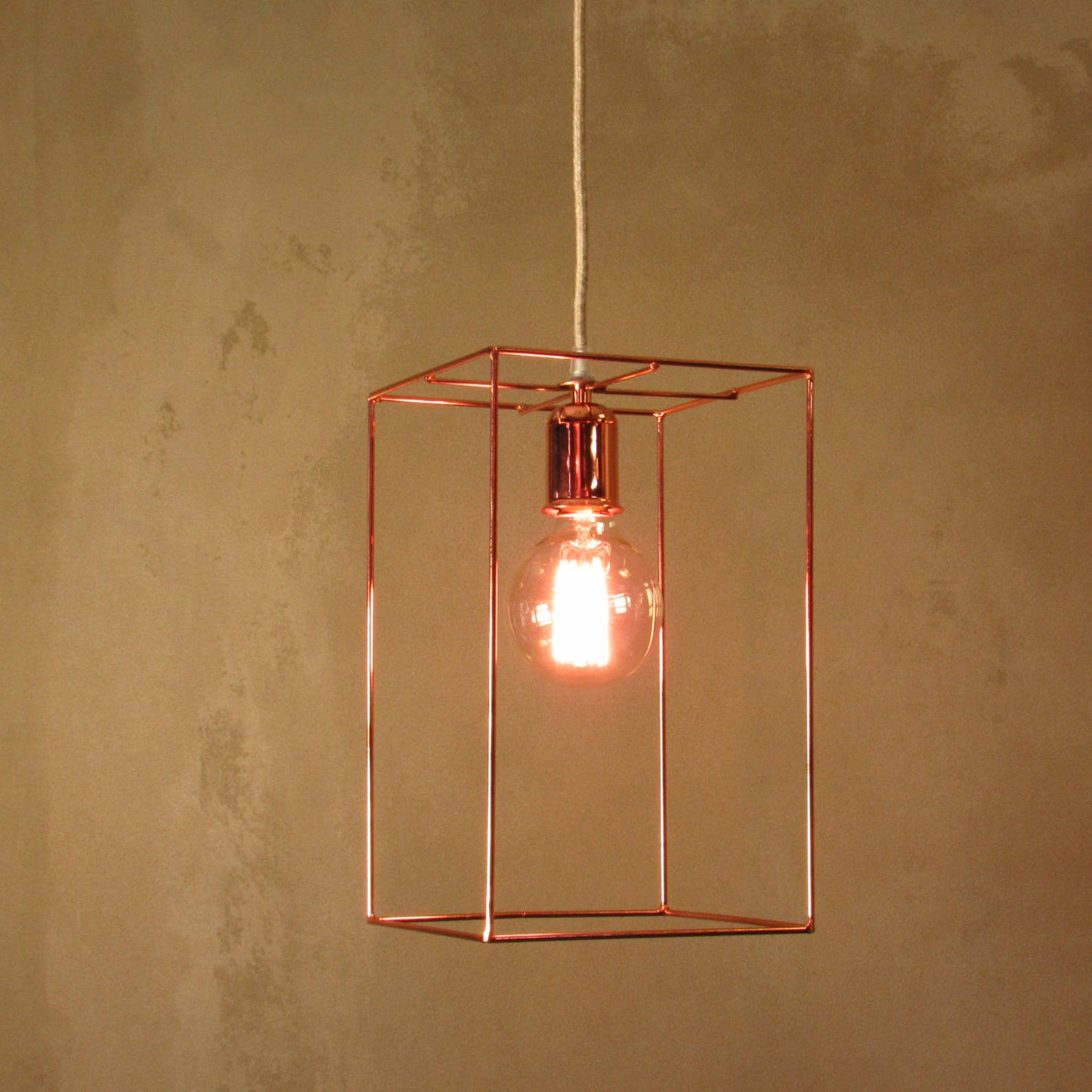 Geometric Pendant Light Minimal Industrial Lamp Cubic Cage - Etsy