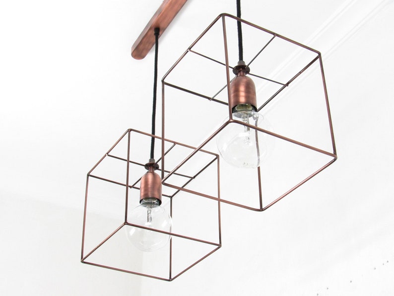 Geometric Pendant Light Minimal Industrial Lamp Cubic Cage - Etsy