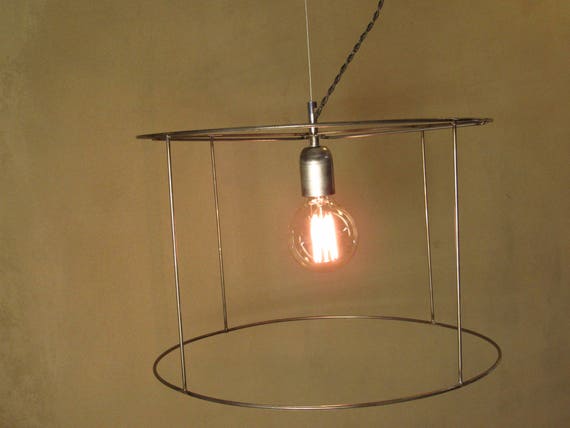 Minimal Raw Steel Cylindrical Cage Pendant Industrial Hanging - Etsy