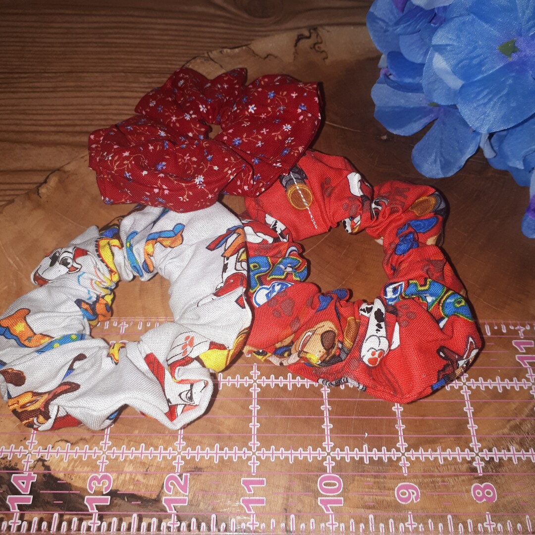 Set of 3 Scrunchies, Rescue Dogs, Patrol Pups, Floral Patterns, Hair ...