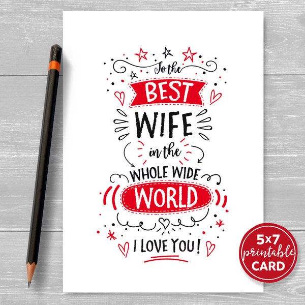 Printable Wife Card - Etsy
