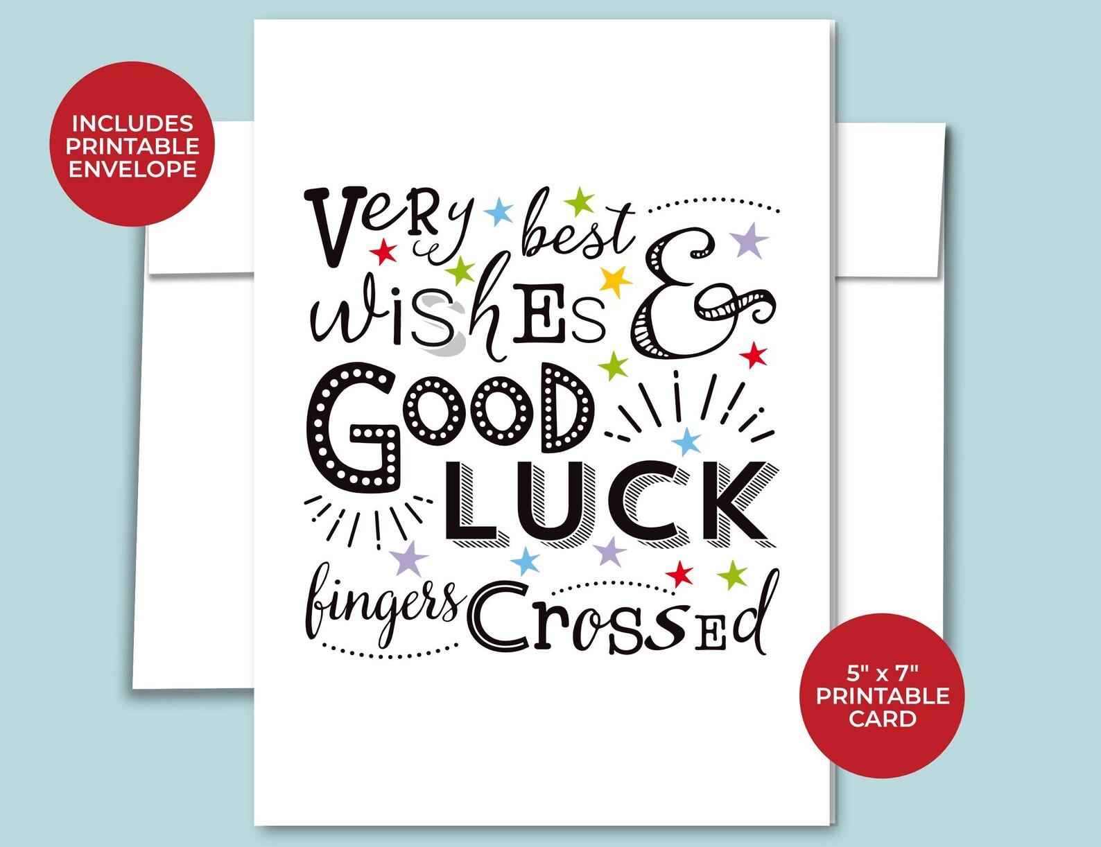 Good Luck Card Printable, Wishes Card With Envelope (digital Download ...