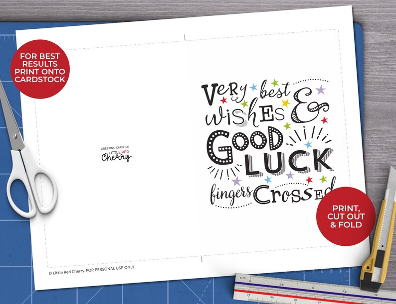 Good Luck Card Printable, Wishes Card With Envelope (digital Download ...