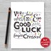 Printable Good Luck Card Very Best Wishes & Good Luck Fingers Crossed ...