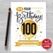 Printable 100th Birthday Card Congratulations One Hundred - Etsy