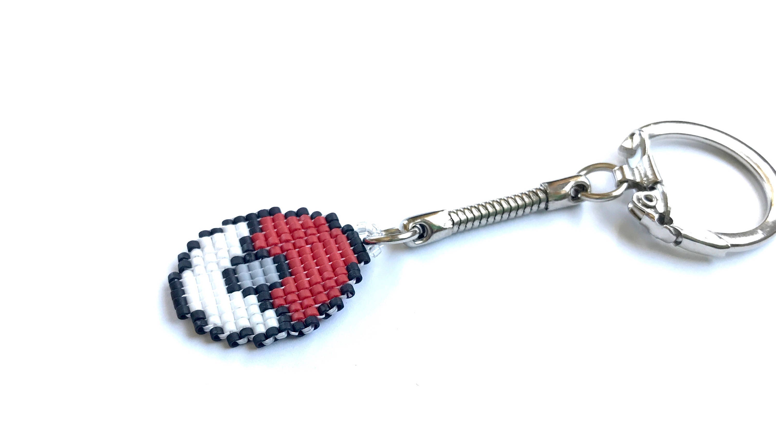 Glass Bead Pokemon Pokeball Keychain, Video Game Jewelry, Handmade ...