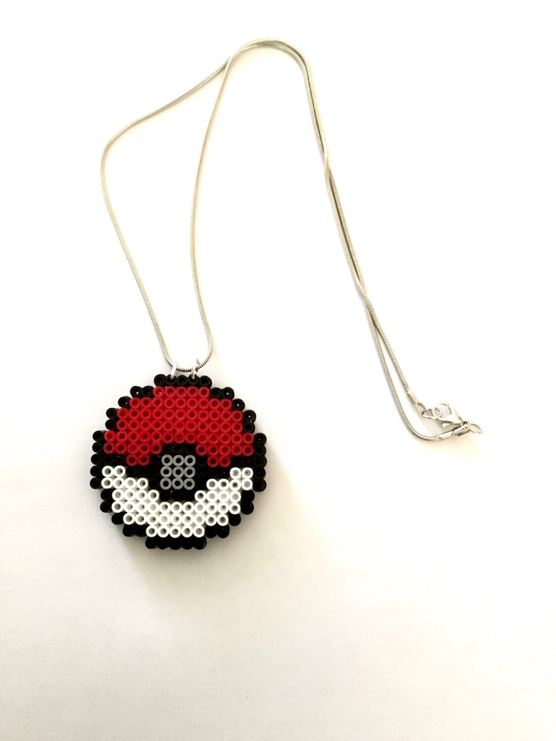 Perler Bead Pokemon Ball Necklace Perler Bead Pixel 8 Bit - Etsy