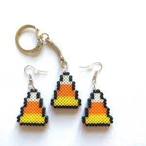 Halloween Candy Corn Perler Bead Earrings, Perler Bead, Halloween, 8 ...