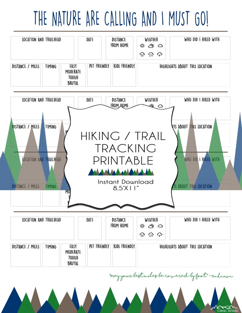 Hiking / Trail Tracking ~ Printable - Etsy
