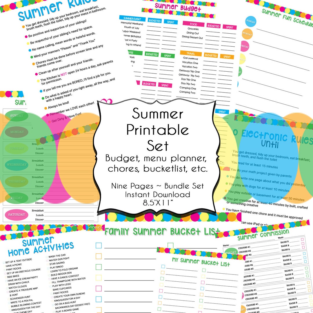 Summer Organization Printable Set - Etsy