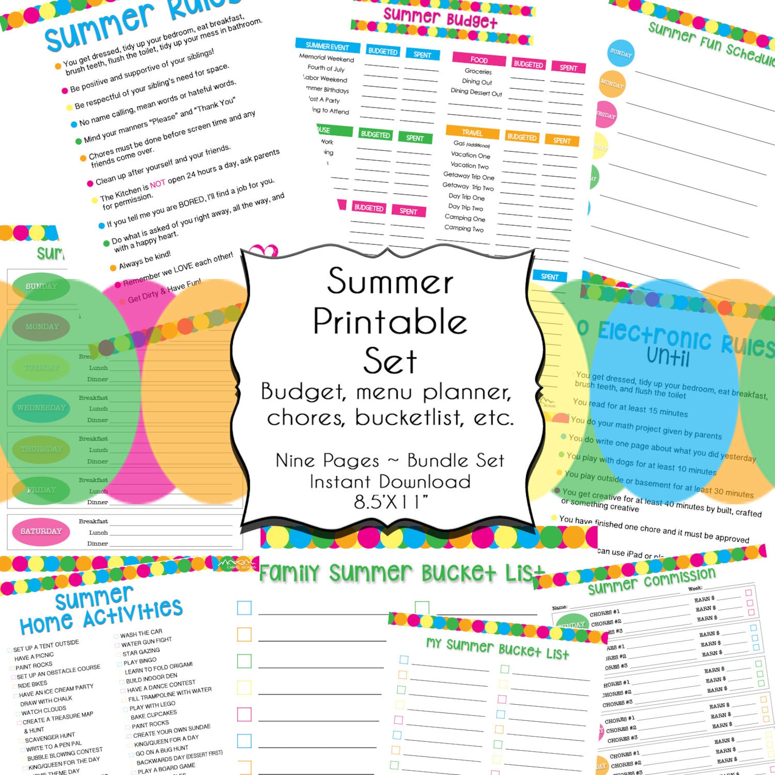 Summer Organization Printable Set - Etsy