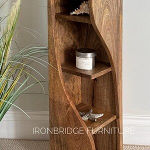 Slim Twisted Solid Mango Wood Bookcase 90cm High X 20cm Deep X 20cm ...