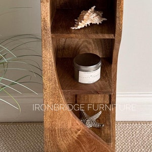 Slim Twisted Solid Mango Wood Bookcase 90cm High X 20cm Deep X 20cm ...