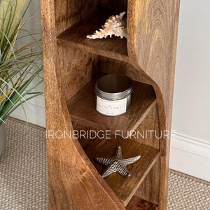 Slim Twisted Solid Mango Wood Bookcase 90cm High X 20cm Deep X 20cm ...