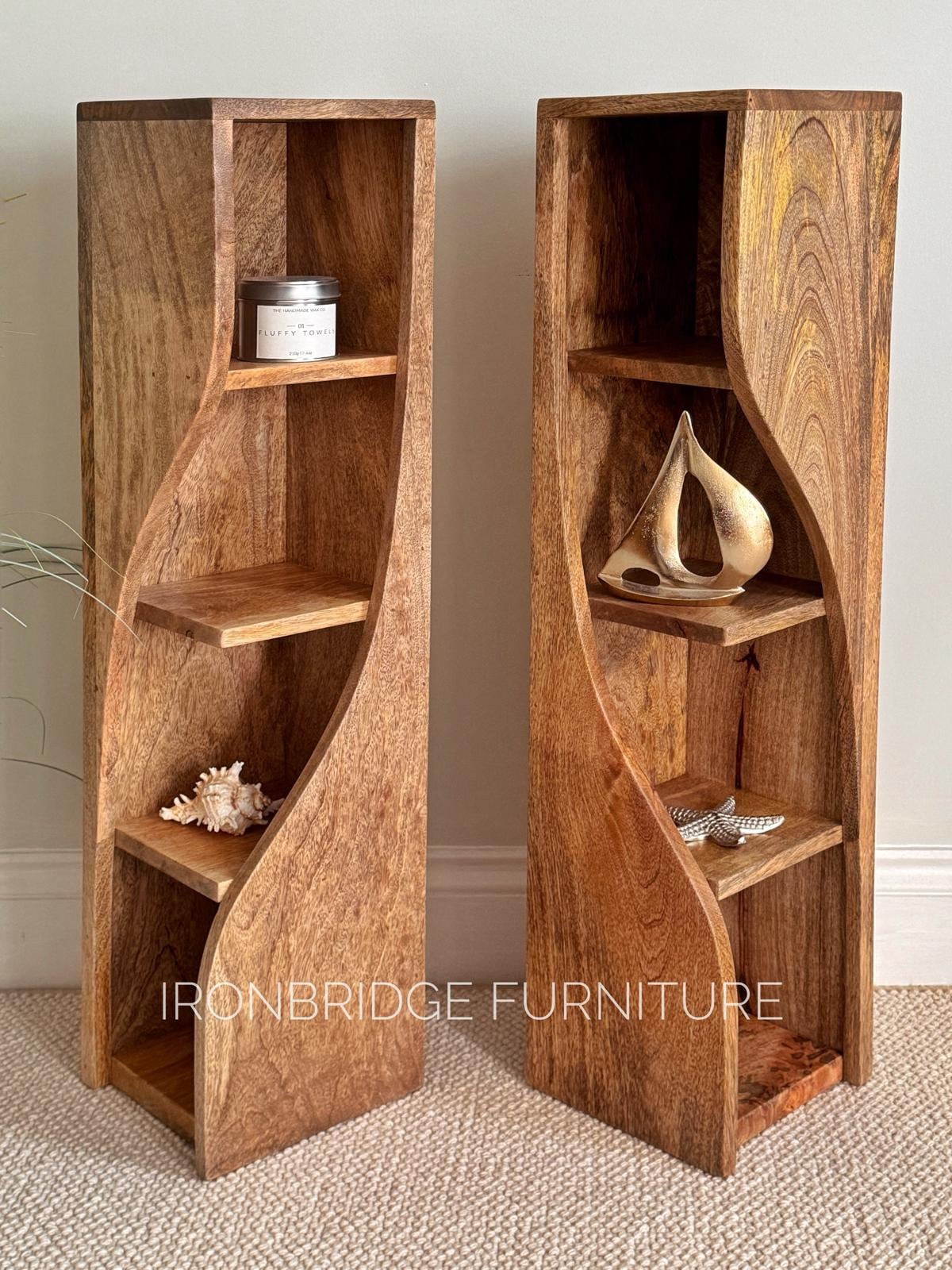 Mango wood corner bookcase store
