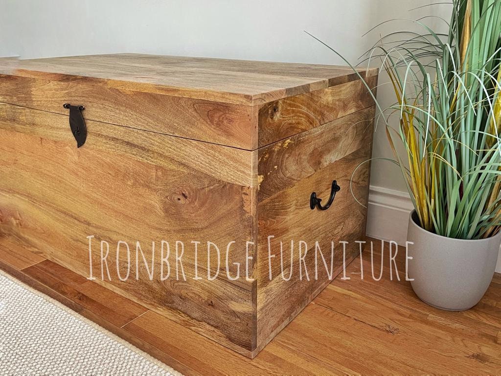 Solid Mango Wood Storage Trunk Chest Box Dowry Blanket - Etsy