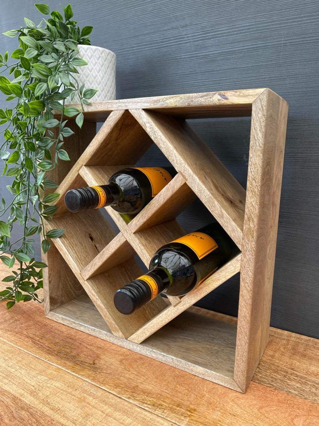 Mantis Solid Natural Mango Fruit Wood Wine Rack Counter or Wall Wine ...