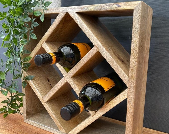 Mantis Solid Natural Mango Fruit Wood Wine Rack Counter or Wall Wine ...