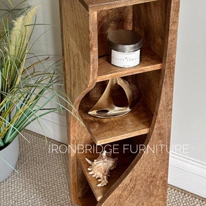 Slim Twisted Solid Mango Wood Bookcase 90cm High X 20cm Deep X 20cm ...