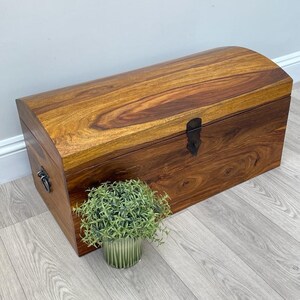 Solid Sheesham Wood Treasure Chest, Storage Trunk, Box, Dowry, Blanket ...