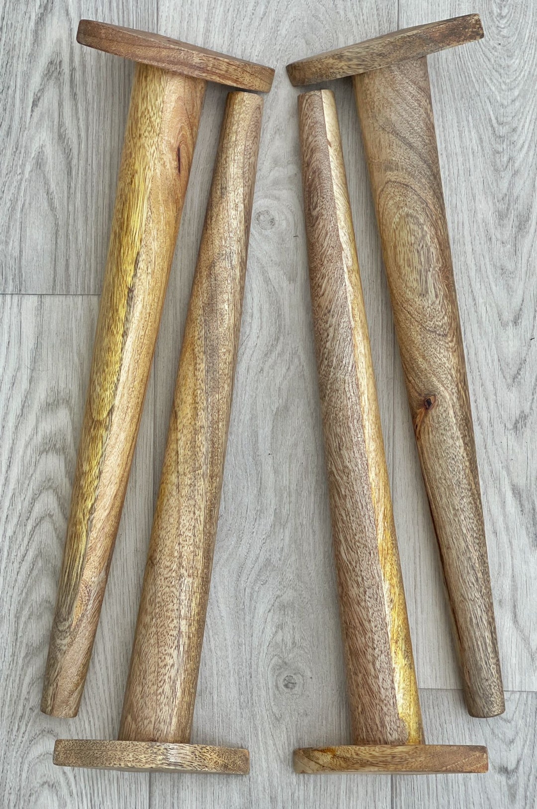 Round Tapered Table Legs, Solid Mango Wood - 45cm High. Available in ...