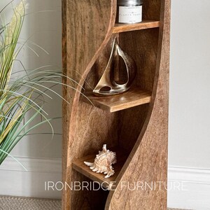 Slim Twisted Solid Mango Wood Bookcase 90cm High X 20cm Deep X 20cm ...