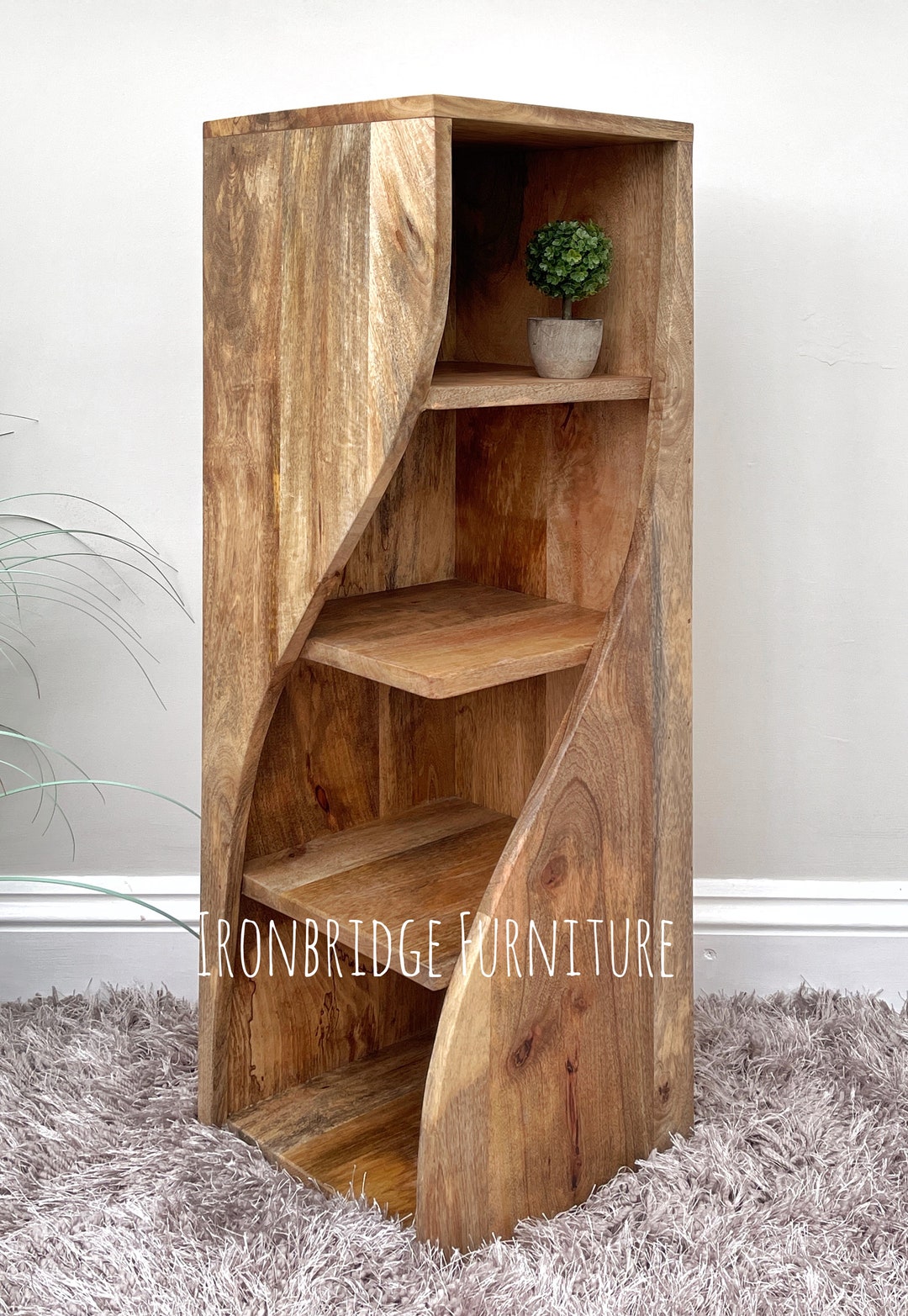 Mantis Solid Natural Mango Wood Twisted Bookcase 90cm High X 28.5cm Square. TW29AA - Etsy UK