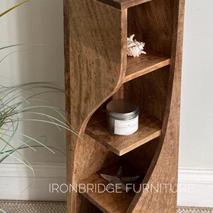 Slim Twisted Solid Mango Wood Bookcase 90cm High X 20cm Deep X 20cm ...