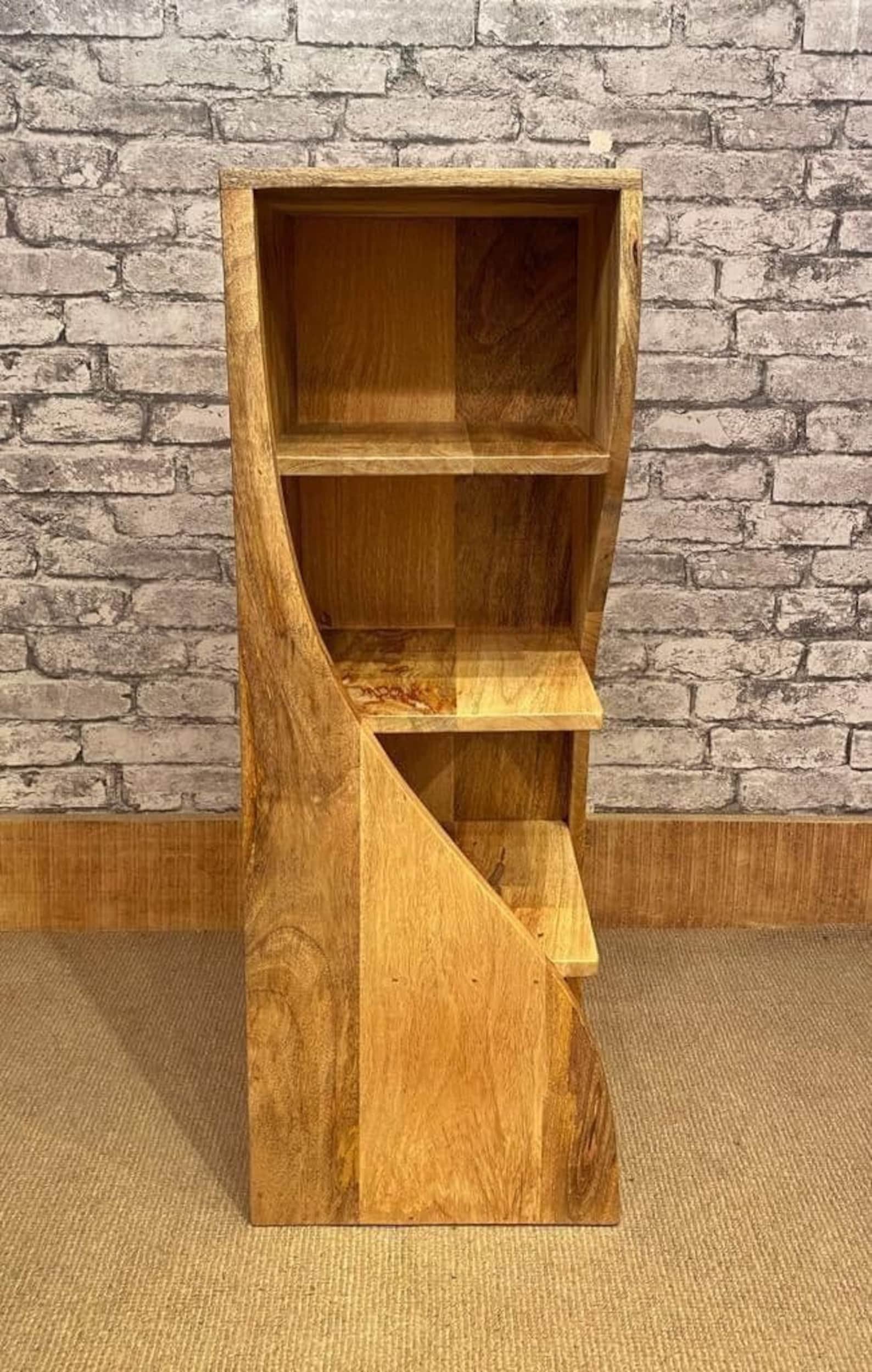 Mantis Solid Natural Mango Wood Twisted Bookcase 90cm High X 28.5cm Square. TW29BB - Etsy UK